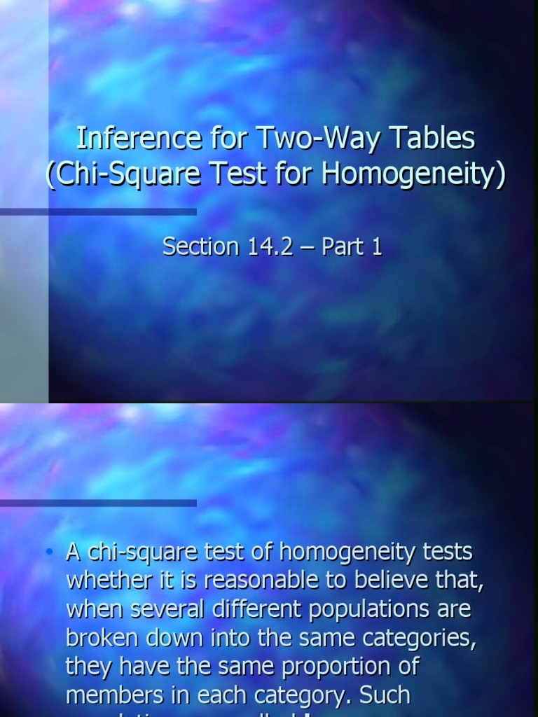 Inference For Two-Way Tables (Chi-Square Test For Homogeneity) | PDF ...