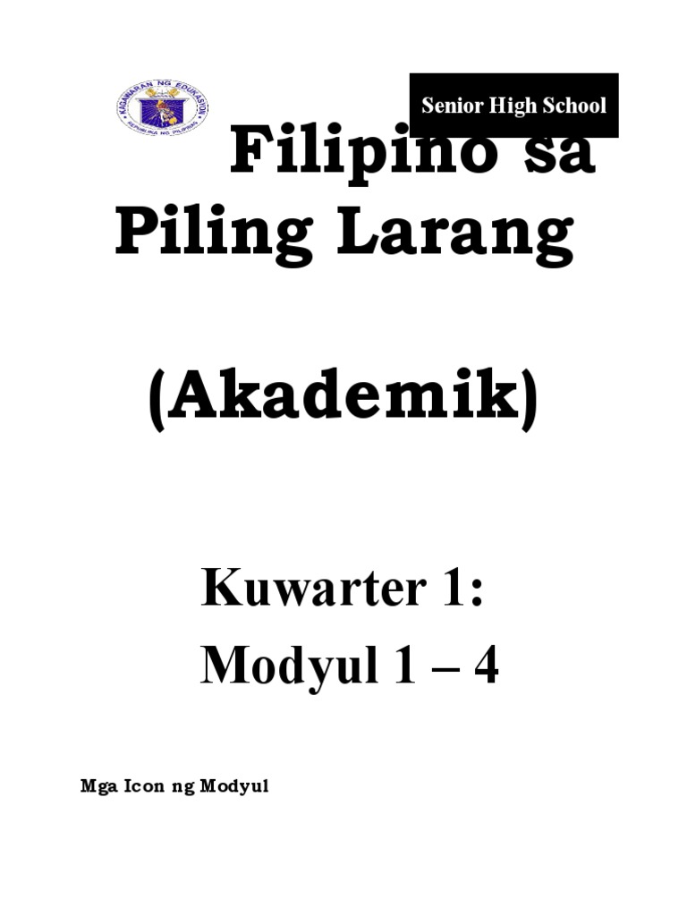 Filipino Sa Piling Larang Akad q1 Week 1 4 Modyul | PDF