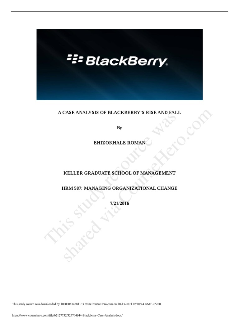 Blackberry Case Analysis | PDF | Black Berry Limited | Smartphone