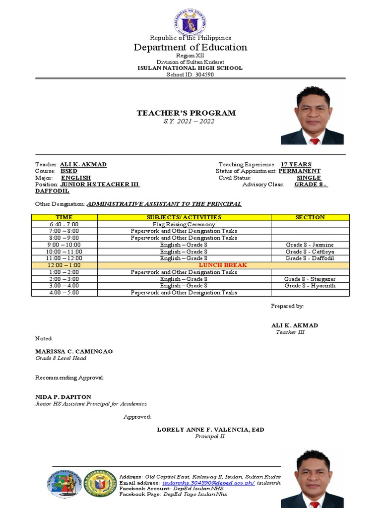 Teacher's Program SY 2021-2022 | PDF