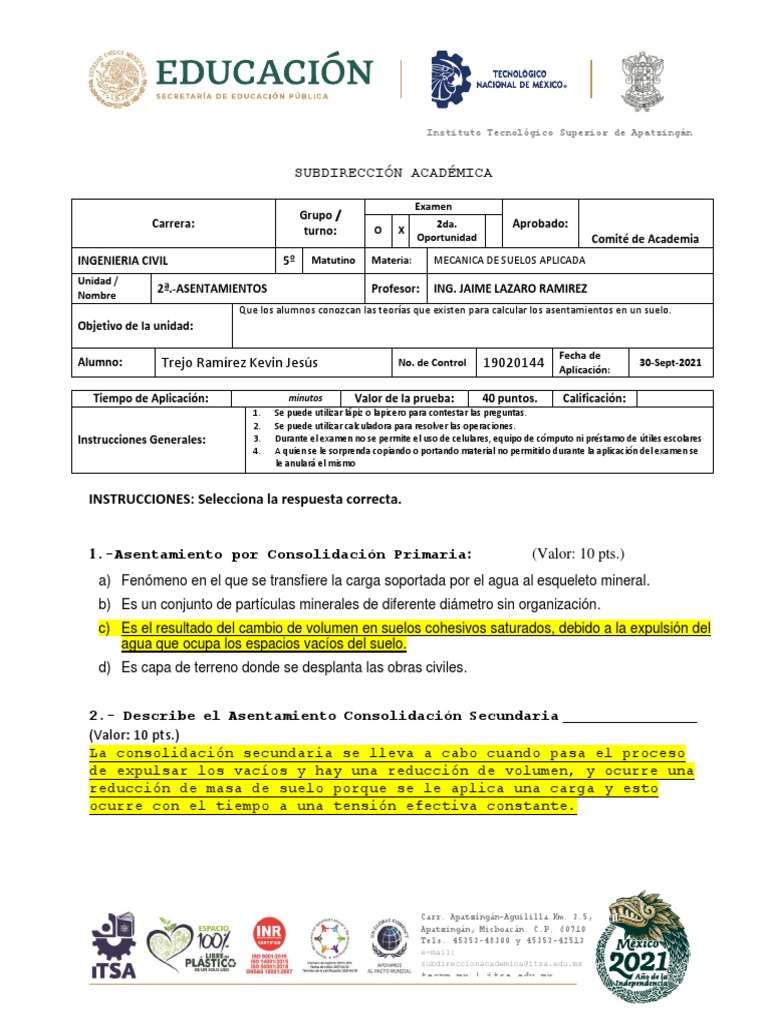 Ev U2 Examen | PDF | Prueba (evaluación)