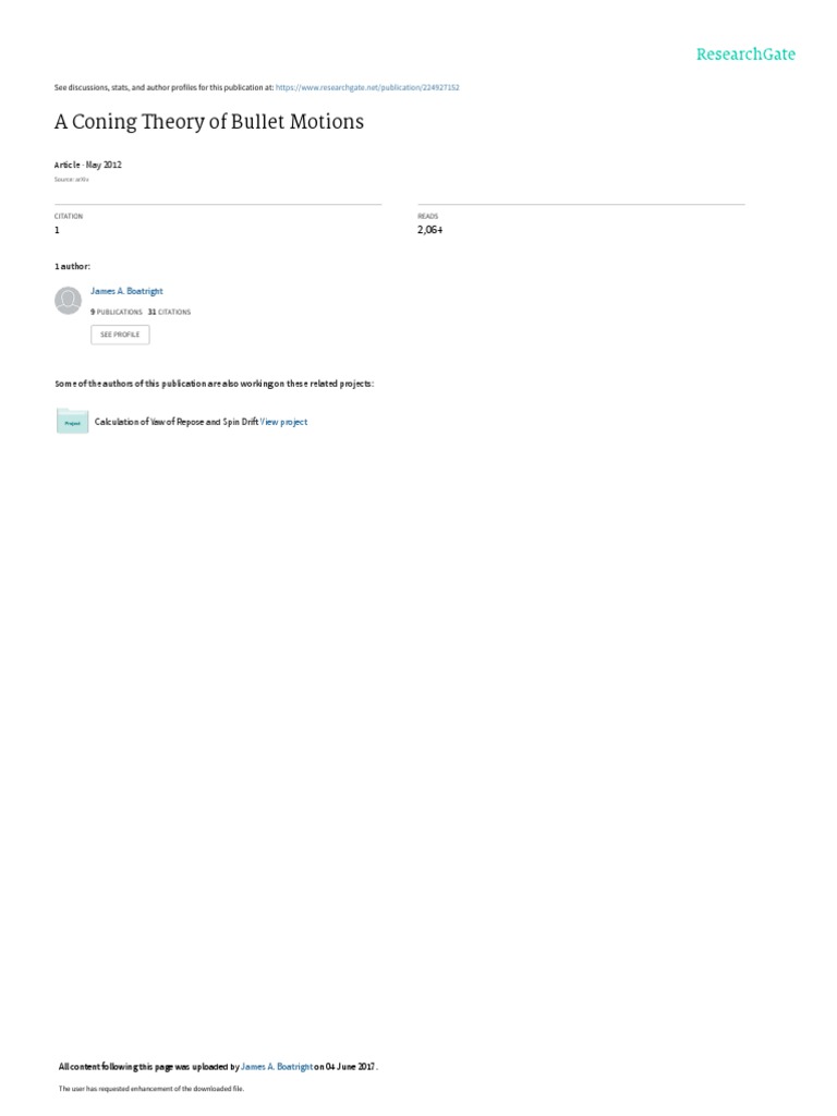A Coning Theory of Bullet Motions | PDF | Flight Dynamics (Fixed Wing ...