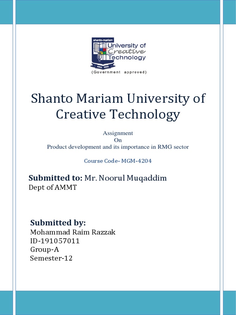 Shanto Mariam University of Creative Technology: Submitted To: Mr ...
