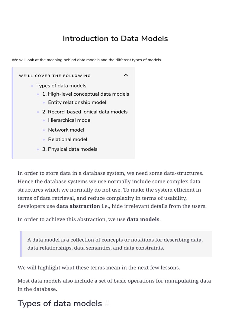 10 Introduction To Data Models | PDF | Data Model | Conceptual Model