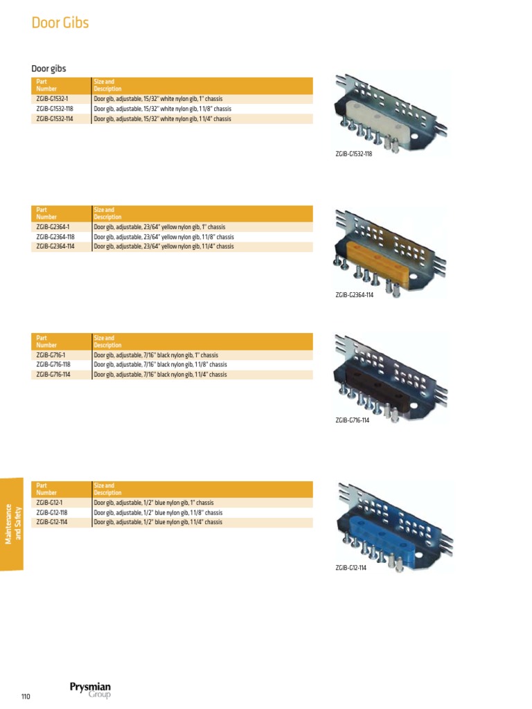 Adjustable Door Gibs Specifications | PDF