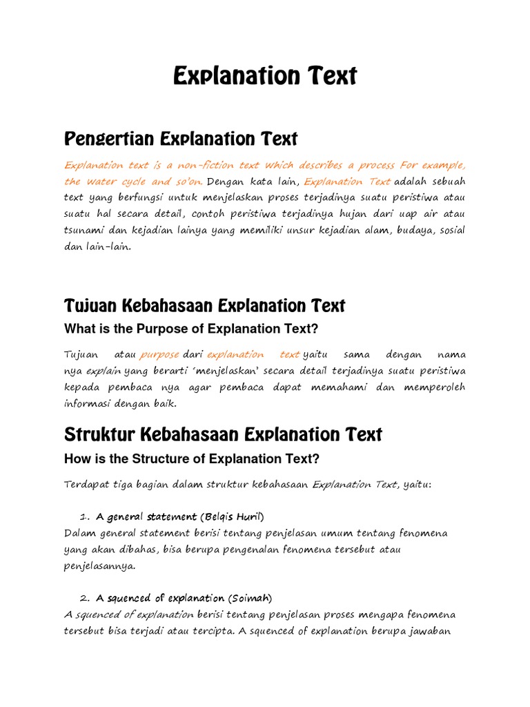 Struktur dan Contoh Explanation Text | PDF