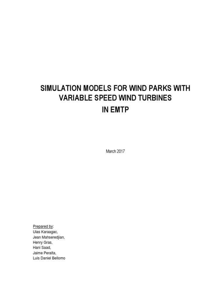Simulation Models For Wind Parks With Variable Speed Wind Turbines in Emtp | PDF | Electric ...