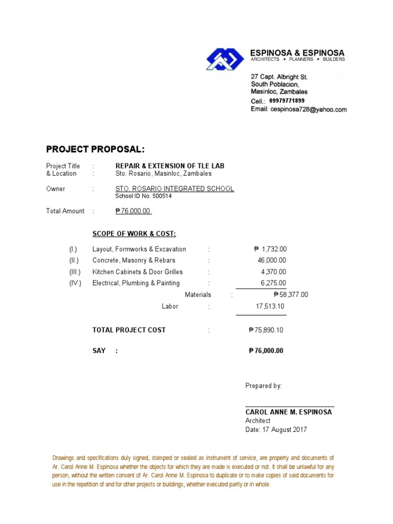 Repair & Extension of TLE Lab Project Proposal | PDF | Architectural ...