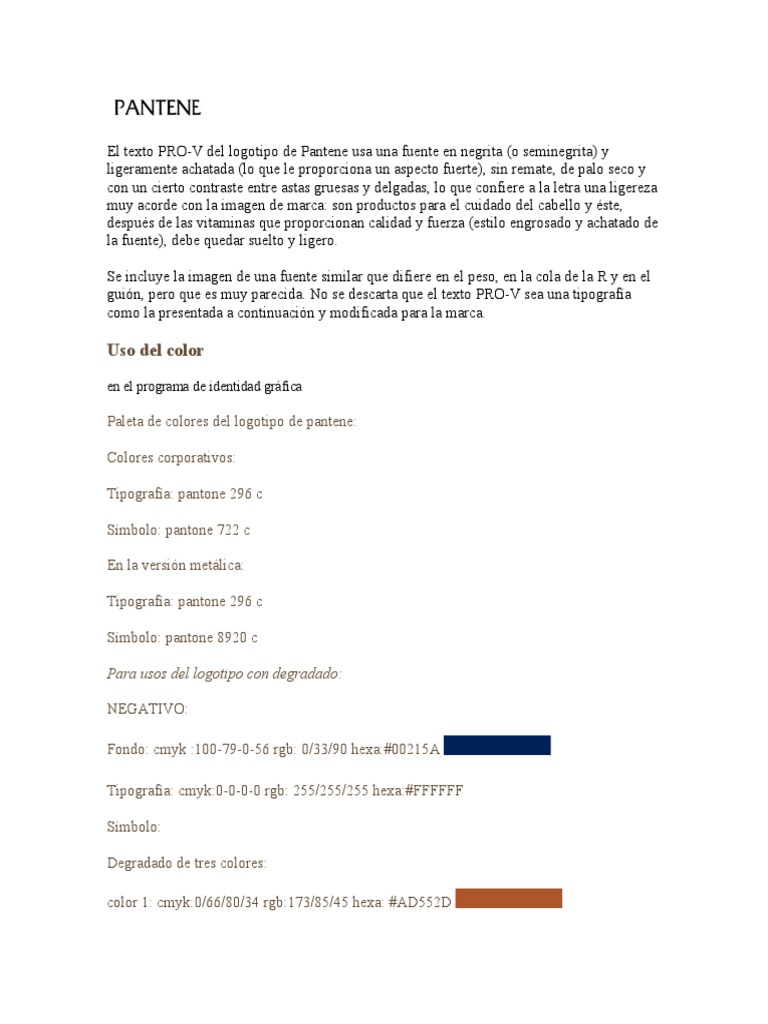Identidad Gráfica de Pantene Pro-V | PDF | Color | Marca