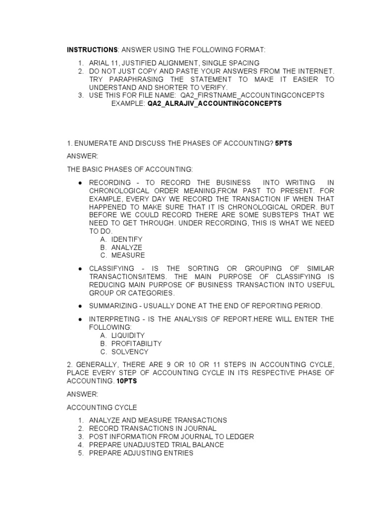 Instructions: Answer Using The Following Format | PDF | Debits And ...