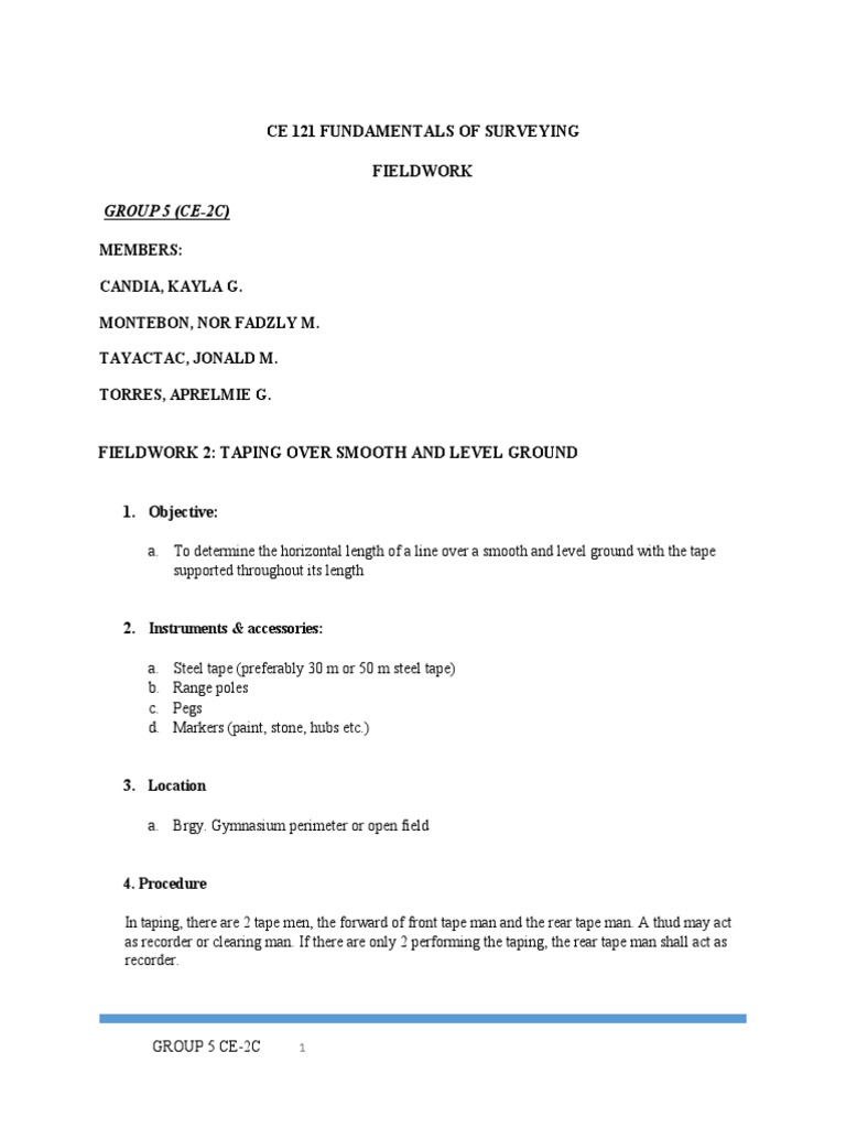 Fieldwork 2 Ce-2c (Group 5) | PDF | Accuracy And Precision | Metrology