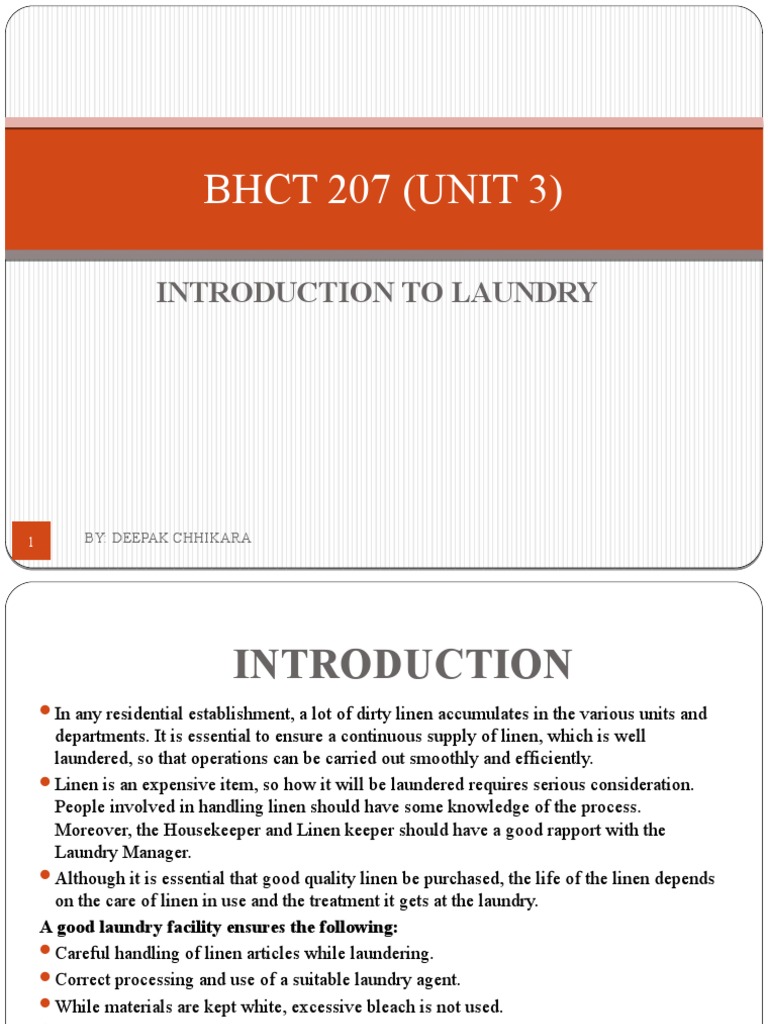BHCT 207 Unit 3 Introduction To Laundry | PDF | Washing Machine ...