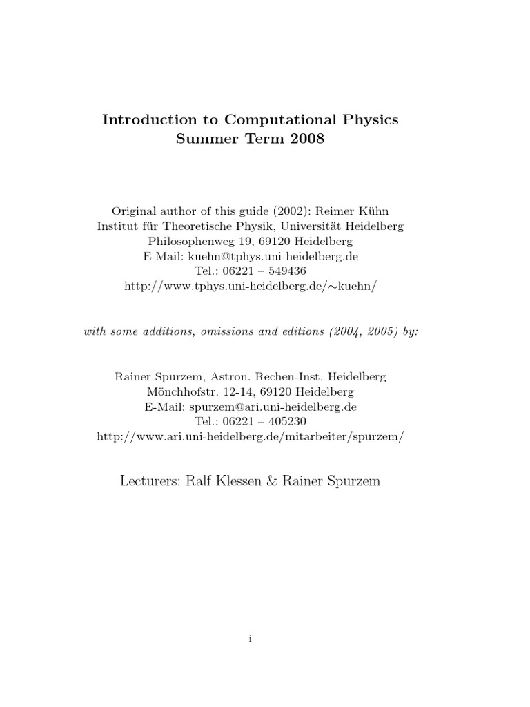 Script Computational Physics Pdf Eigenvalues And Eigenvectors Library Computing