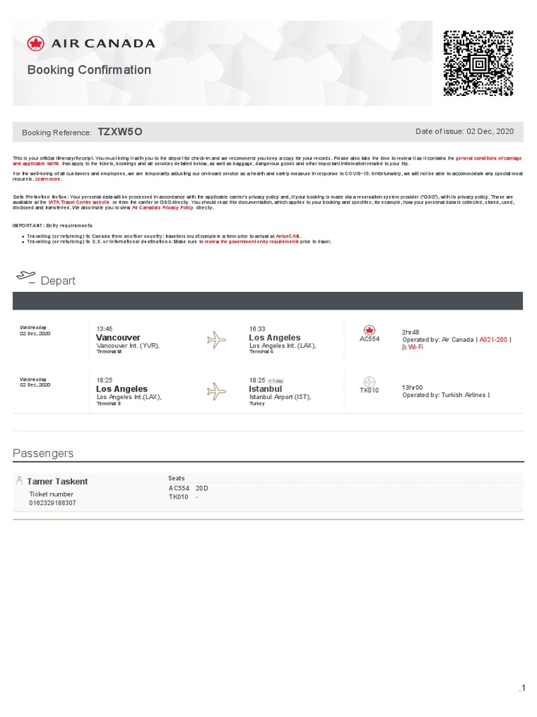 Air - Canada Ticket | Download Free PDF | Baggage | Dangerous Goods