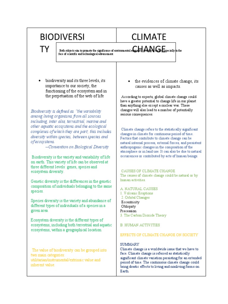 Biodiversity and Its Three Levels | PDF | Biodiversity | Climate Change