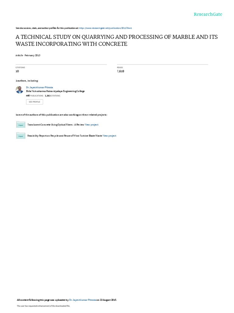 Marble Quarrying & Waste in Concrete | PDF | Crane (Machine) | Rock ...