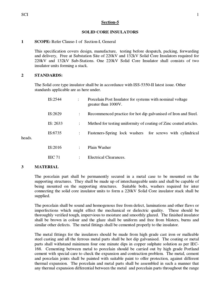 Section 5 Solid Core Post Type Insulators | PDF | Insulator ...