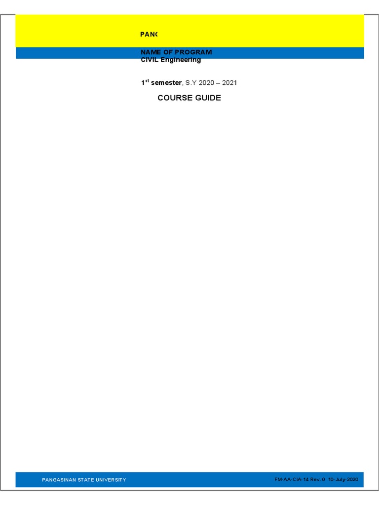 Course Guide: Pangasinan State University Urdaneta City, Pangasinan ...