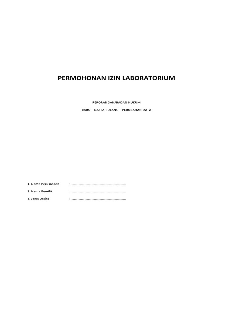 Form Pendaftaran Laboratorium | PDF
