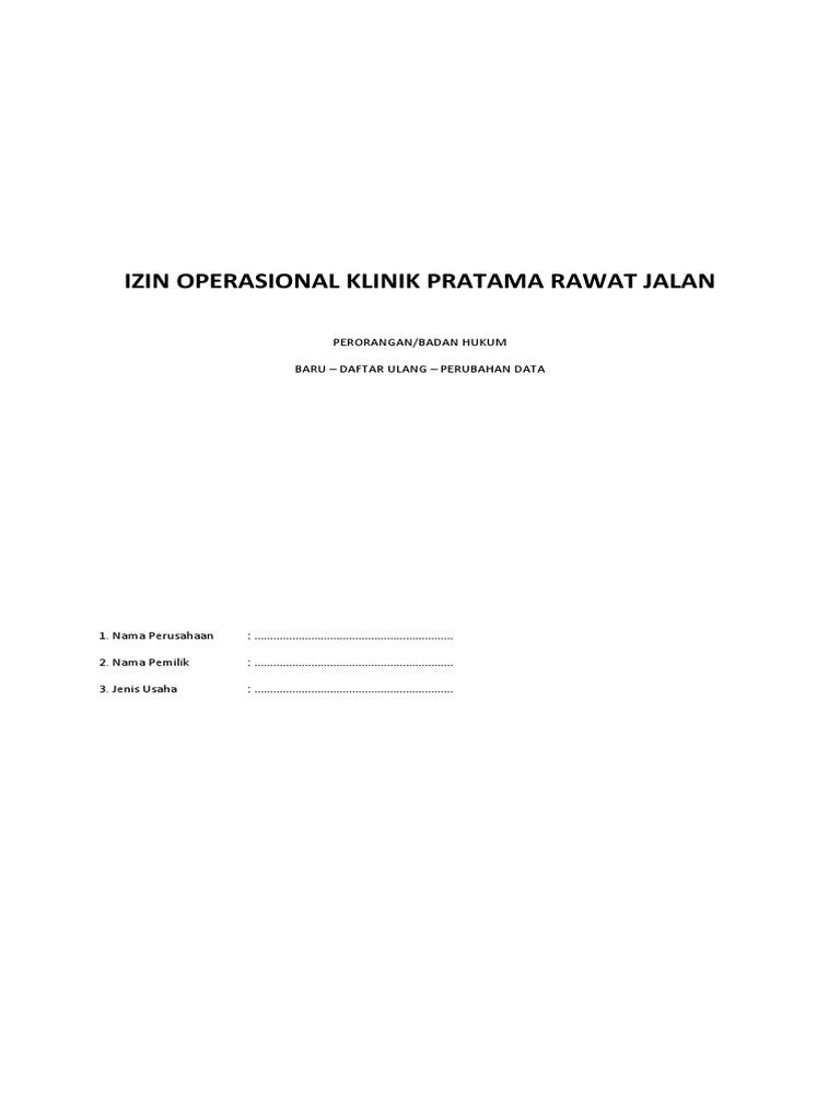 Form Pendaftaran Klinik Pratama Rawat Jalan | PDF