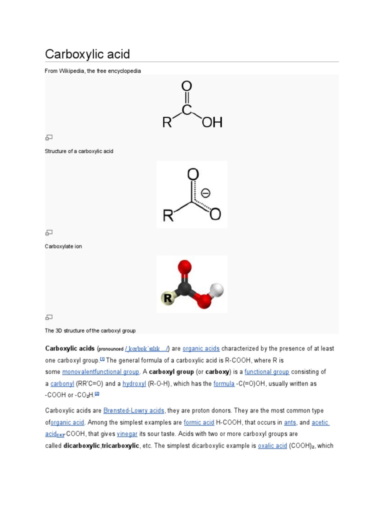 Carboxylic Acid: From Wikipedia, The Free Encyclopedia | PDF ...