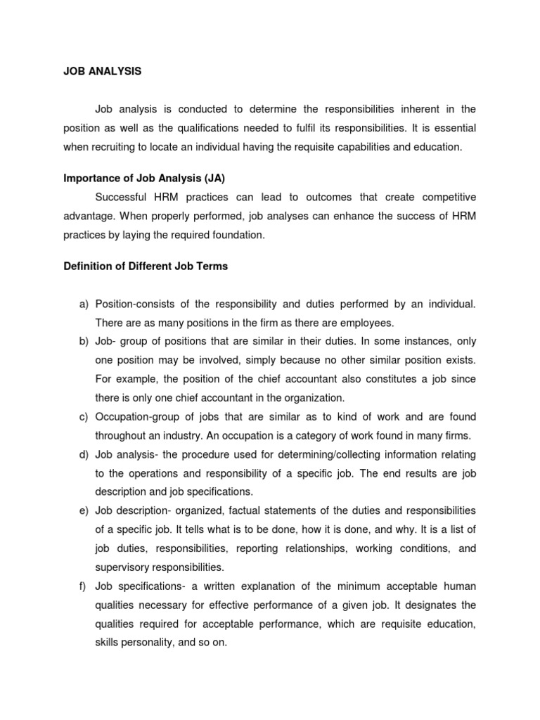 Chapter 4 Job Analysis | PDF | Competence (Human Resources) | Accounting