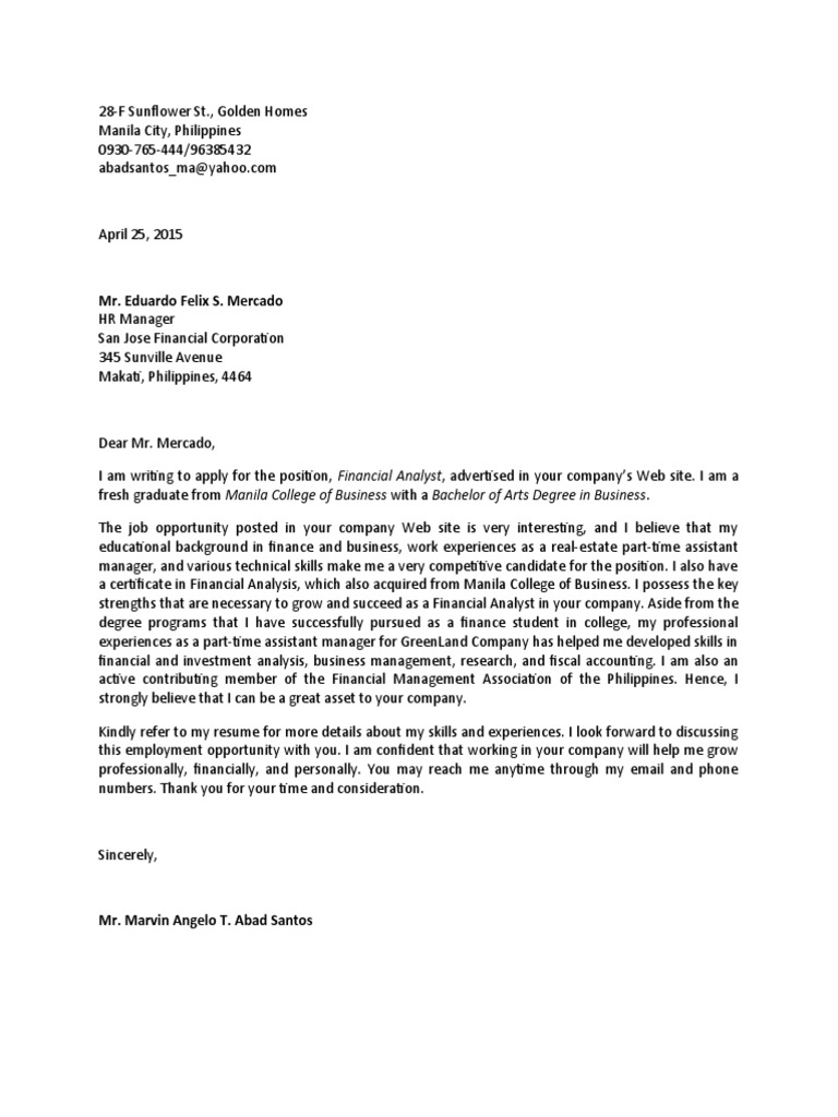 Application Letter Format | PDF | Economies | Business