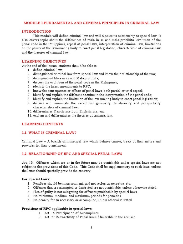 Criminal Law Book 1 | PDF | Criminal Law | Ex Post Facto Law