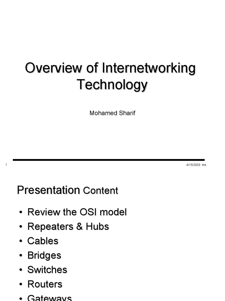 Overview of Internetworking Technology | PDF | Routing | Computer Network