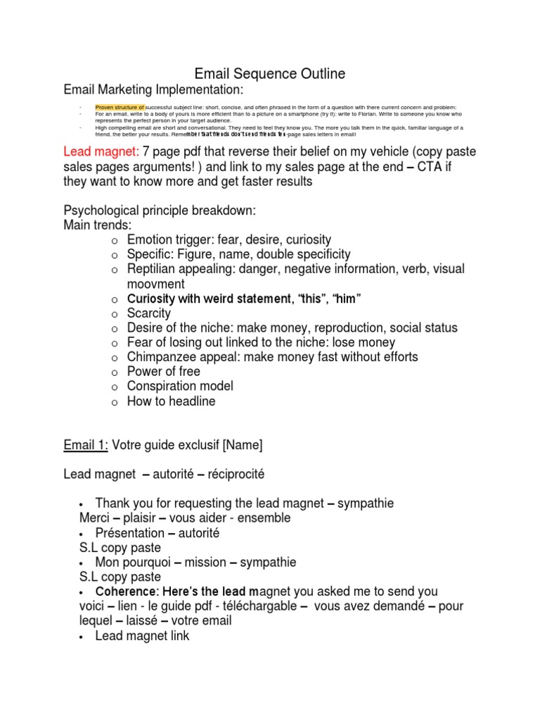 Email Sequence Outline | PDF