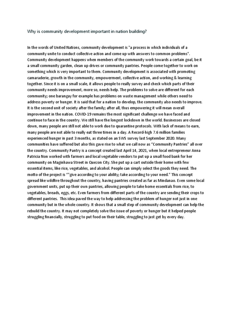 Why Is Community Development Important in Nation Building? | PDF ...