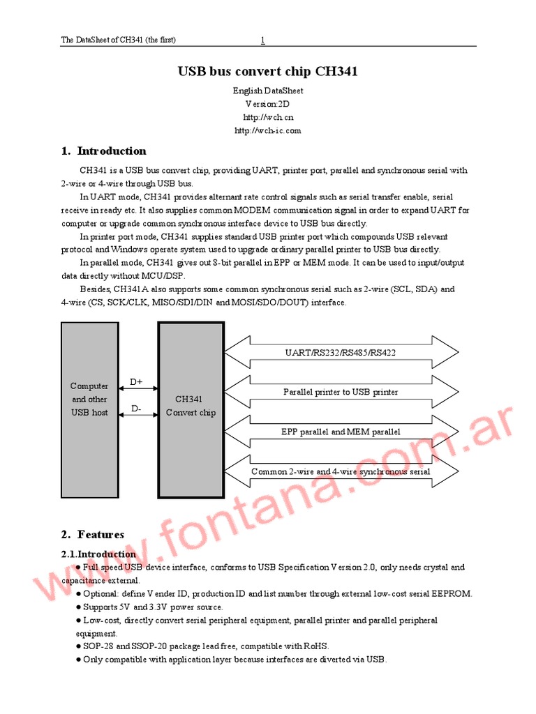 CH341 Manual Tecnico Ingles | PDF | Usb | Input/Output