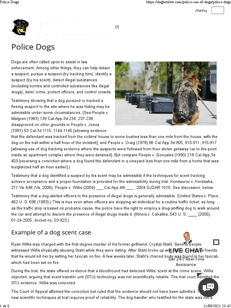 Police Dogs | PDF | Evidence (Law) | Police