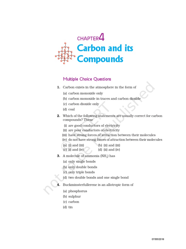 Carbon and Its Compounds: Multiple Choice Questions | PDF