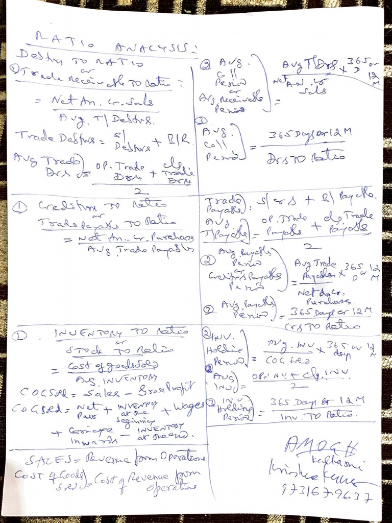 Formulas Ratio Analysis | PDF