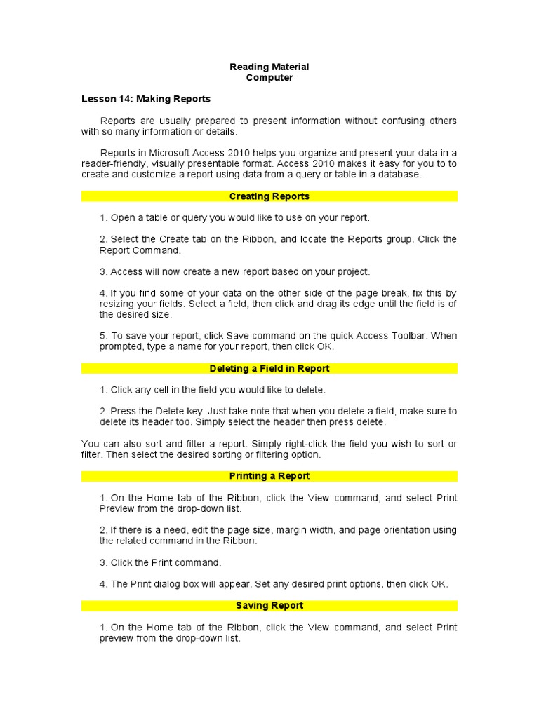 RM 12 - Making Reports | PDF