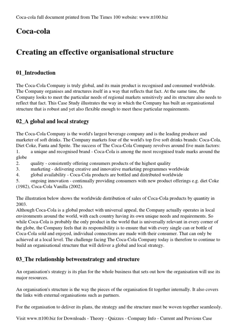 Coca-Cola's Organizational Structure Overview | PDF | The Coca Cola ...