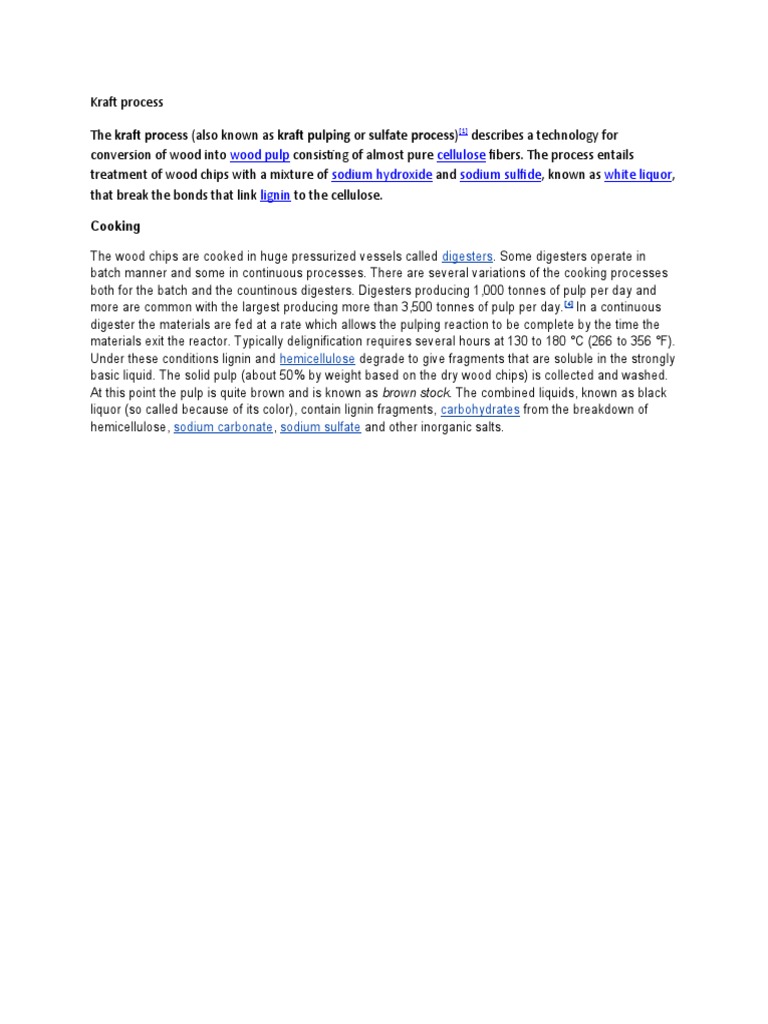 Overview of the Kraft Pulping Process | PDF