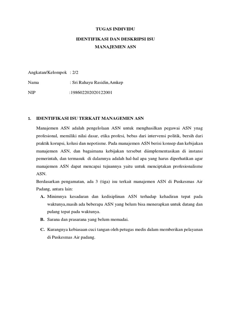 Sri Rahayu Rasidin-198602202020122001-Tugas Individu Hari Ke 11 | PDF