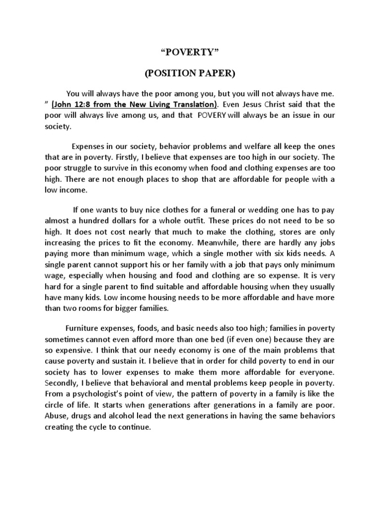 "Poverty" (Position Paper) | Download Free PDF | Poverty | Poverty ...