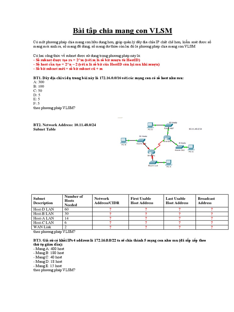 BT Subnet VLSM | PDF