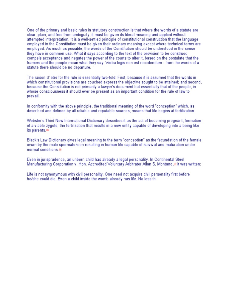 One of The Primary and Basic Rules in Statutory Construction Is That ...