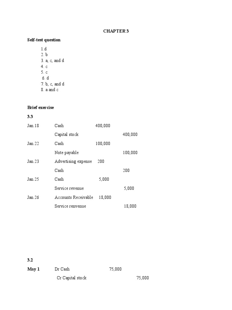 Chapter 3 Self-Test Questions | PDF | Expense | Debits And Credits