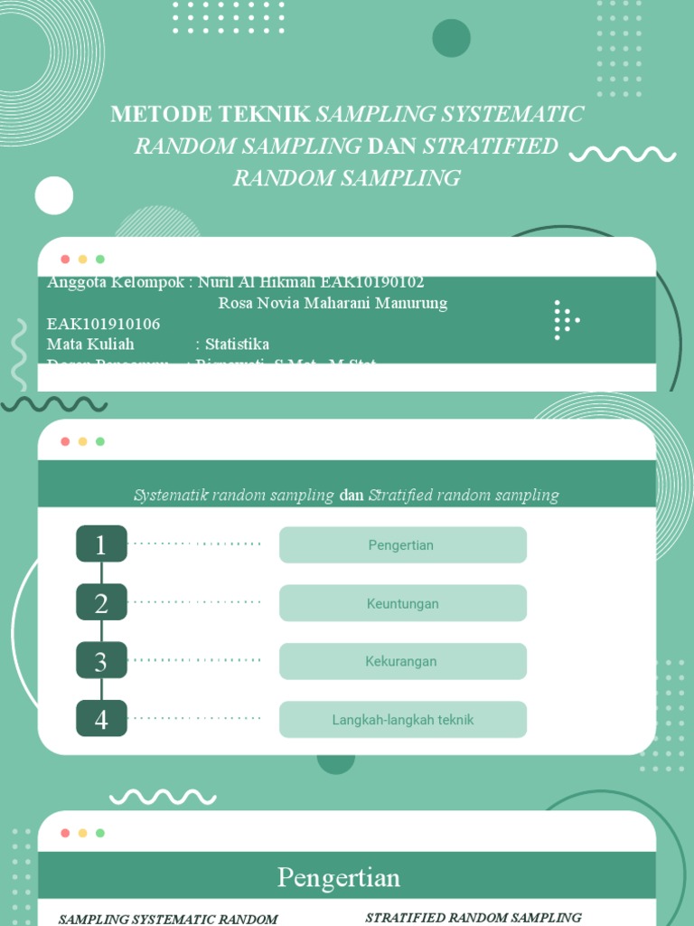 Metode Sampling: Sistematik dan Stratifikasi | PDF