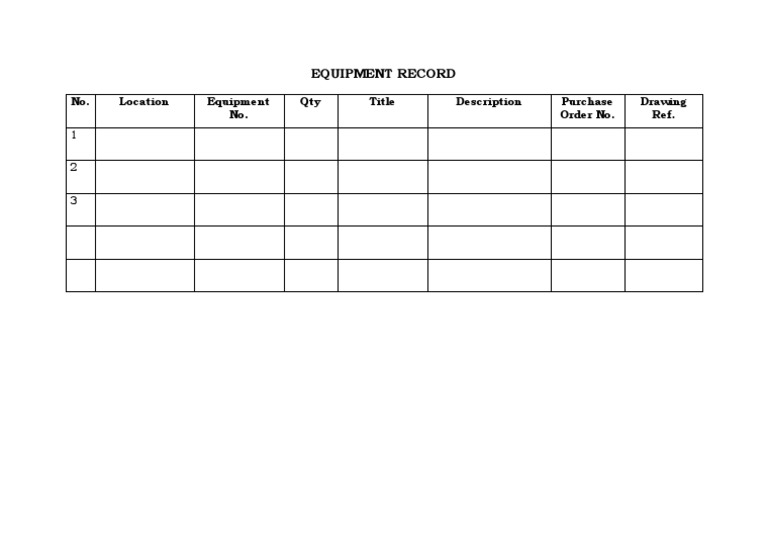 Equipment Record | PDF