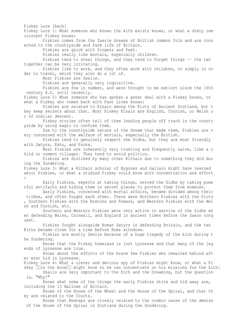 Piskey Lore | PDF | Legendary Creatures | Fairies