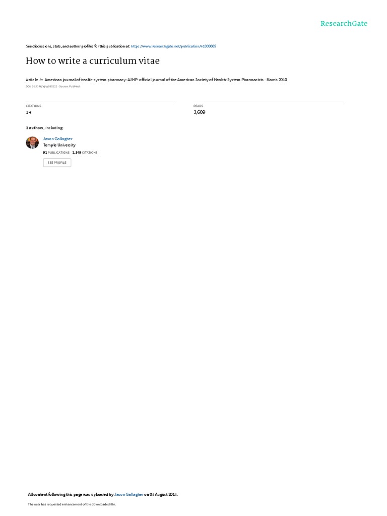 Writing a Curriculum Vitae Guide | PDF | Career & Growth | Business