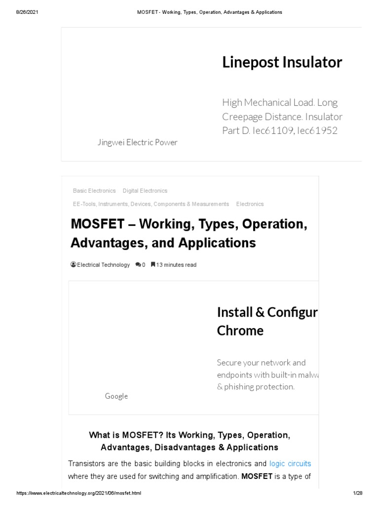 MOSFET - Working, Types, Operation, Advantages & Applications | PDF ...
