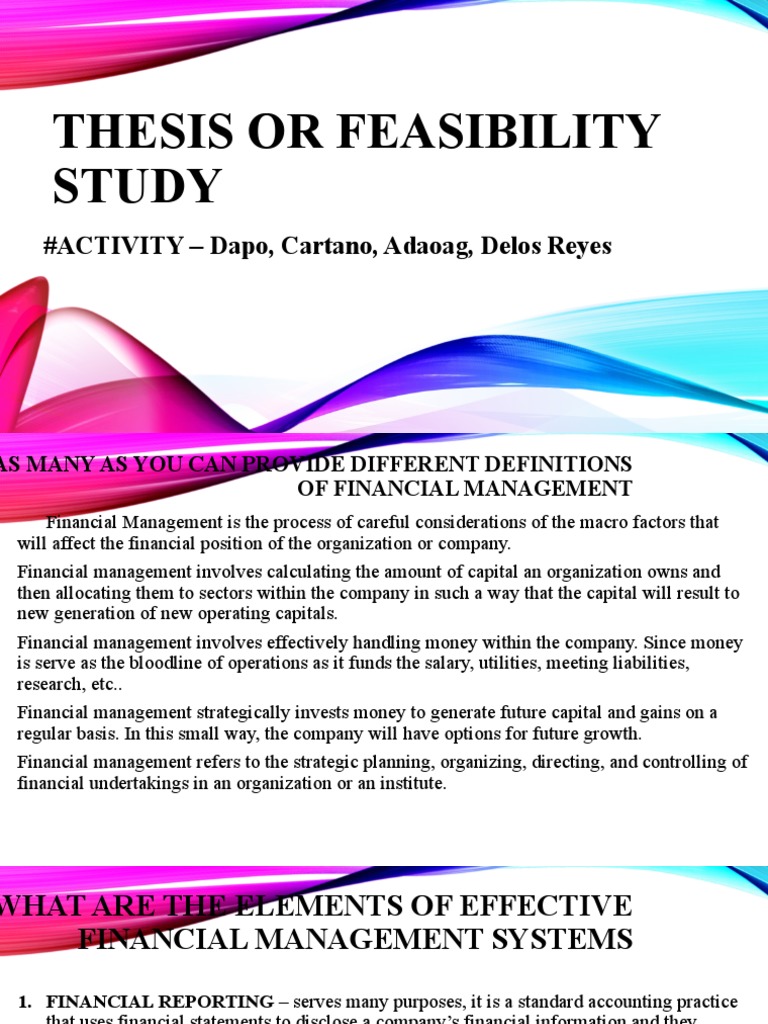 Thesis or Feasibility Study - Maam Esmen | PDF | Internal Control | Budget