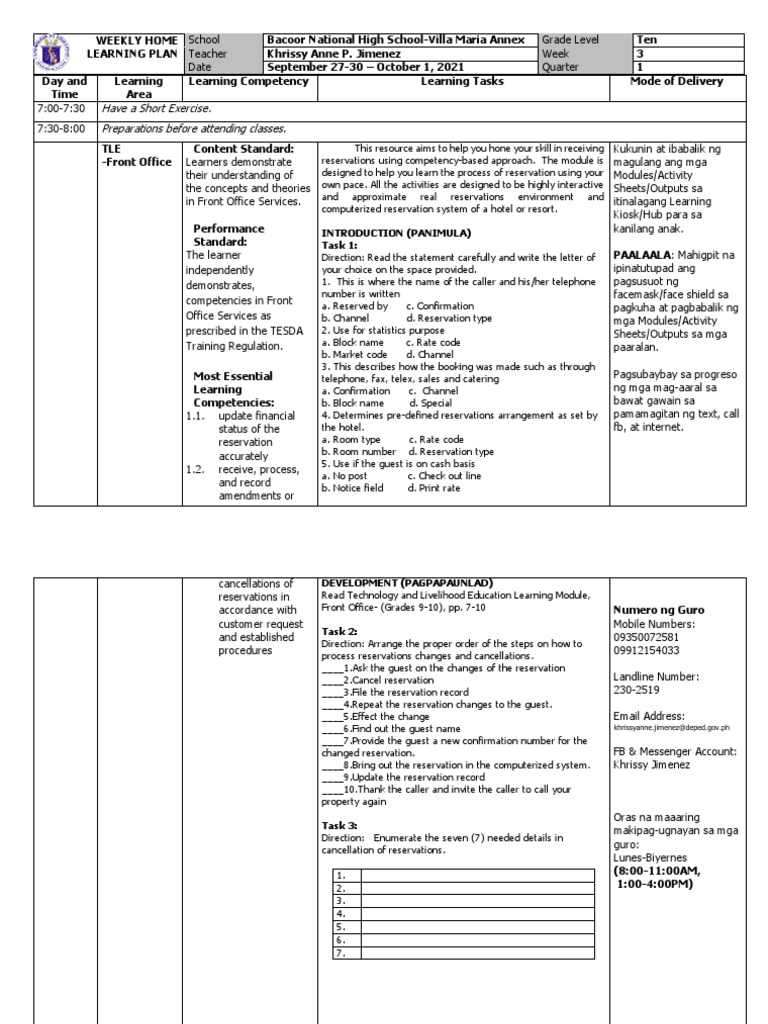Q1-W3 WHLP | PDF | Learning | Computing